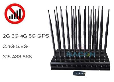 China 42W Power Adjustable Bands Signal Jammer Blocker with 40m Range for VHF UHF 5G Signals for sale