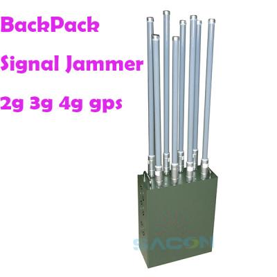 China 120W Output Power Backpack Signal Jammer with 8 Antennas and 100m Range for 2G 3G 4G 5G VHF UHF WiFi GPS Blocking for sale