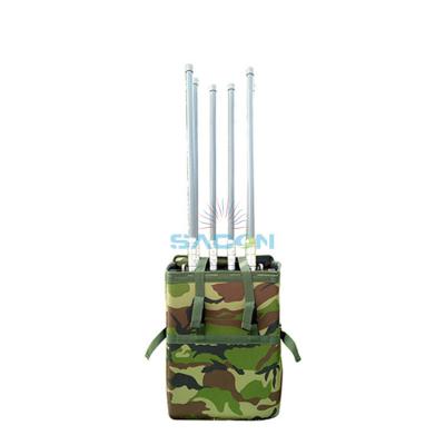 China 6 Antennas 75W 100m Range Manpack Phone Signal Jammer with Built-in Battery for sale