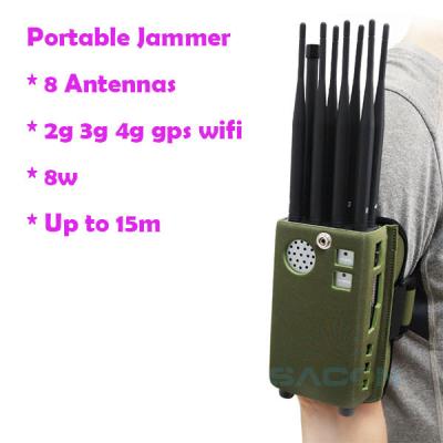 China 8000mAH Battery 8 Antennas Handheld GPS Signal Jammer for 2G 3G 4G Signal Blocking for sale