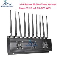 China 18W Output Power 10 Antennas Mobile Phone Signal Jammer with 40m Jamming Radius for VHF UHF 4G 5G Blocking for sale