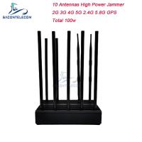 China 100W 10 Antennas Signal Jammer with 80m Range for Mobile Phone and GPS Blocking for sale