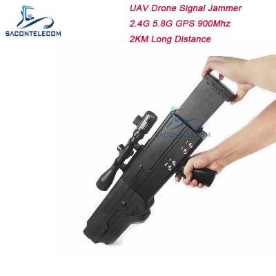 China 5000mAh Battery 2KM Range 4 Bands Drone Signal Jammer UAV Jammer for GPS WIFI 2.4G 5.8G for sale