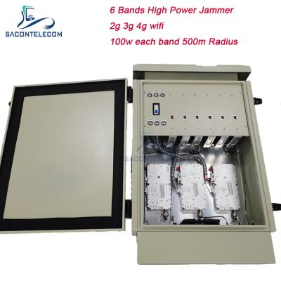 China 600W Waterproof Outdoor Bomb Jammer with 600m Radius for 5G 5.2G 5.8G Signal Blocking for sale