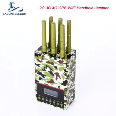 China 6 Channels 20m Radius Portable Signal Jammer with 4000mAH Battery for 2G 3G 4G GPS WiFi Blocking for sale