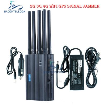 China 8 Channels Portable Signal Jammer with 4000mAH Battery and 20m Range GPS WiFi Mobile Phone Signal Blocker for sale