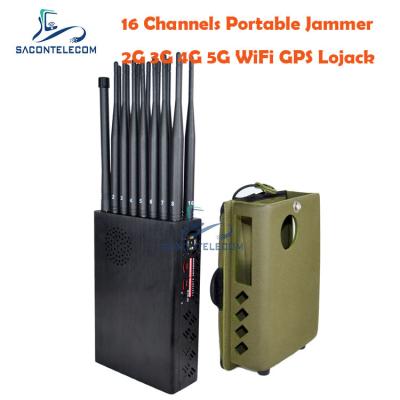 China 16W Output Power 12000mAh Battery 20m Range Signal Jammer Mobile Phone Blocker GPS Jammer for sale