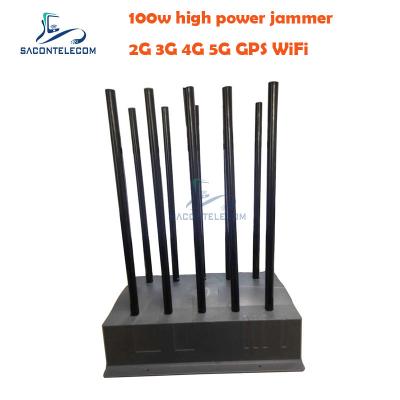 China 100W High Power Signal Jammer with 10 Channels for VHF UHF GPS Jamming Device for sale