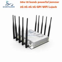China 50W High Power Desktop Signal Jammer with 10 Antennas and 2 Cooling Fans for GSM DCS 3G 4G 5G for sale