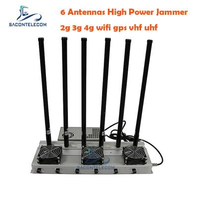 China 93W High Power UHF LTE Signal Jammer with 6 Channels and 50-150 Meters Range for sale
