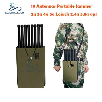 China 16 Antennas 16W 4G LTE 5G Lojack Portable Signal Jammer with 30m Range and Handheld Design for sale