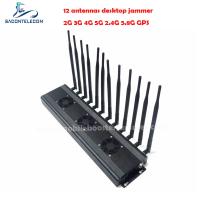 China AC110V 48W Desktop Signal Jammer with 12 Bands for 2G 3G 4G 5G WiFi Bluetooth Blocking up to 50m for sale