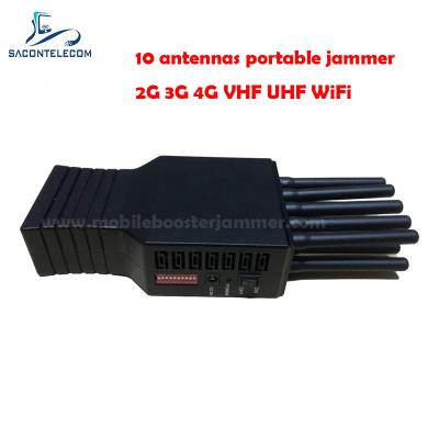 China 10W Power 10 Antennas 20m Radius Portable Signal Jammer Handheld GPS WiFi Blocker for sale