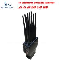 China 20m Radius Portable Signal Jammer with 4500mAh Battery and 10 Channels for GSM DCS CDMA 3G 4G WiFi for sale