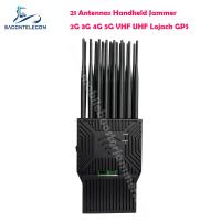 China 21W Output Power Portable Signal Jammer with 21 Antennas for 5G Lojack UHF VHF GPS WiFi Blocking for sale