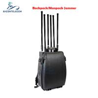 China 8 Channels Manpack Jammer 20-3000mhz 120watts 100m Radius Built In Battery for sale