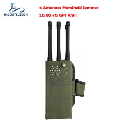 China 6 Bands Signal Jammer with 30m Radius and 54W Output Power for Bluetooth GPS and WiFi Blocking for sale