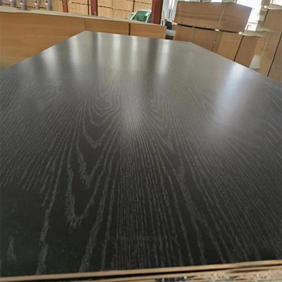 China Deep Black Wood Grain Melamine MDF Board High Definition Texture Color Stable for sale