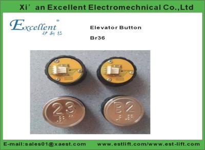China Otis Elevator Button BR36 36mm DC24V Stainless Steel PC Frame Replacement Part for sale