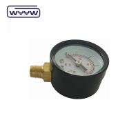 China -0.1-0mpa 40mm Pump Pressure Gauge Brass Connection Bottom Black Iron Case for sale