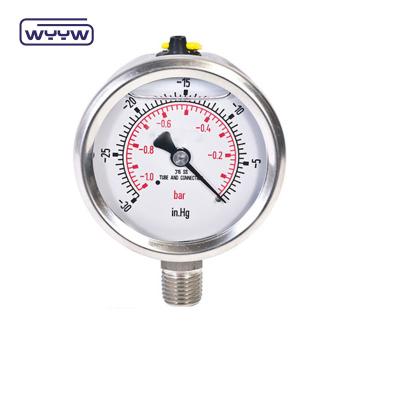 China Black Steel and Glass Material Vacuum Pressure Gauge 1.5 quot to 6 quot Dial Size 0.1-2.4Mpa Pressure Range Various Connection Sizes for sale
