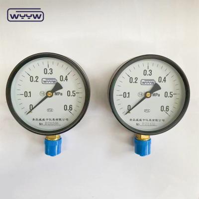 China 100mm Black Steel Bourdon Tube Type Bottom Connection MPa Common Rail Pressure Gauge for sale