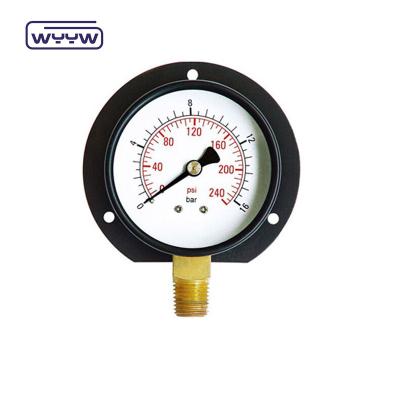China Black Steel Type Wall Mounted Pressure Gauge 100mm Dial 1 year Warranty for sale