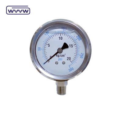 China 63mm Oil filled 304stainless steel Seismic pressure gauge manometer for sale