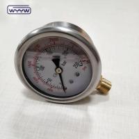 China Customizable 1/4 BSPT Bottom Connection Vacuum Oil Filled Pressure Gauge Raw of Industrial High Pressure Gas Gauge Meters for sale
