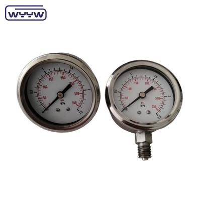 China liquid filled pressure gauge with back flange for sale