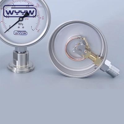 China 100mm Oil Thread Chromed Bourdon Tube Type Pressure Gauge Bottom Mount for sale