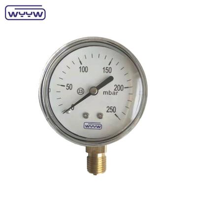 China 63mm stainless steel case bottom mbar kpa bellows pressure gauge for sale