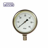China 100mm All Stainless Steel Bayonet Pressure Gauge , Bellows Gas Pressure Gauge Mbar for sale