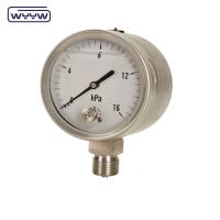 China 0-15 Kpa MmAq Capsule Pressure Gauge Stainless Steel Bottom Connection for sale
