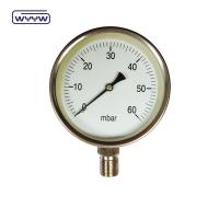 China 0-15 Kpa MmAq Capsule Pressure Gauge Stainless Steel Bottom Connection for sale