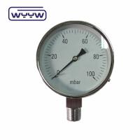China 0-15 Kpa MmAq Capsule Pressure Gauge Stainless Steel Bottom Connection for sale