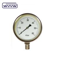 China 0-15 Kpa MmAq Capsule Pressure Gauge Stainless Steel Bottom Connection for sale