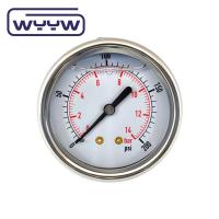 China Axial Glycerine 63mm Compound Pressure Gauge Hydraulic Water Pressure Meter Tester Back Mount for sale