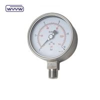 China 304/316 All Stainless Steel No Oil Pressure Gauge bottom Connection for sale