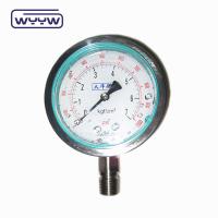 China Industrial Custom bar psi kgf/cm2 pressure gauge stainless steel shock proof glycerine manometer YTN-100H for sale