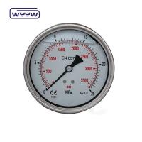 China Back Connection 100mm Oil Filled Pressure Gauge Ss304 Stainless Steel for sale