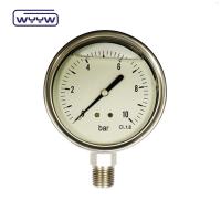 China 4 Inch Stainless Steel Oil Filled Pressure Gauge With 2.5%/1.6% Accuracy And 1/4''PT/NPT/G/M Thread for sale