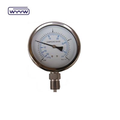 China Compound Pressure Gauge For Measuring Both Positive And Negative Pressure Stainless Steel Case for sale