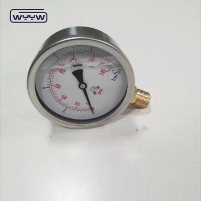 China 0-10 Bar Range Pressure Gauge Manometer With Oil Type Availble To Fill Oil And Bottom Back Mount for sale