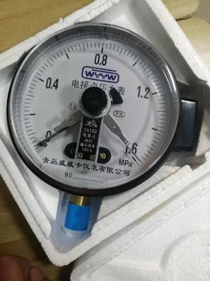 China Black Steel Electric Contact Pressure Gauge 150mm with Bottom Mount for Hydraulic Systems for sale