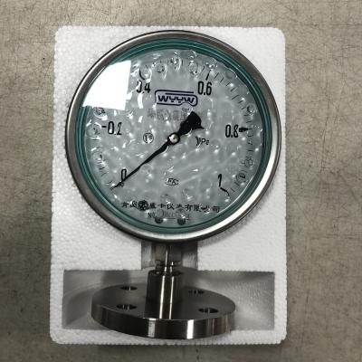 China DN25 Flange Size Diaphragm Pressure Gauge with Bottom Mount and Bourdon Tube Configuration for Industrial Applications for sale