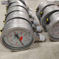 China Silicone Glycerine Filled Bezel Ring Pressure Gauge with 100mm Dial and Bottom Mount for Industrial Applications for sale