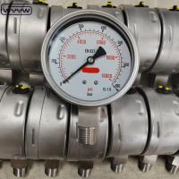 China Silicone Glycerine Filled Bezel Ring Pressure Gauge with 100mm Dial and Bottom Mount for Industrial Applications for sale