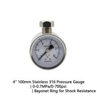 China 4 Inch 316 Stainless Steel Pressure Gauge with Bayonet Ring for Shock Proof Performance for sale
