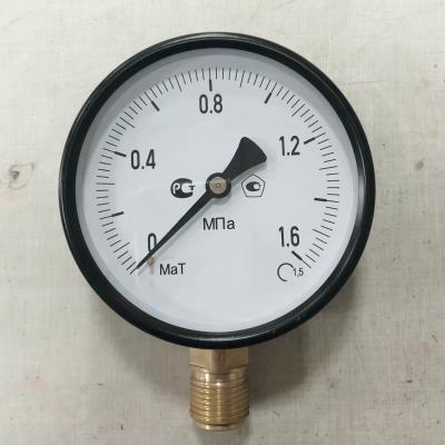 China 4-inch (100mm) Black Steel Case Dry Pressure Gauge with 0-1.6MPa Range and M20×1.5 Vertical Connection for sale
